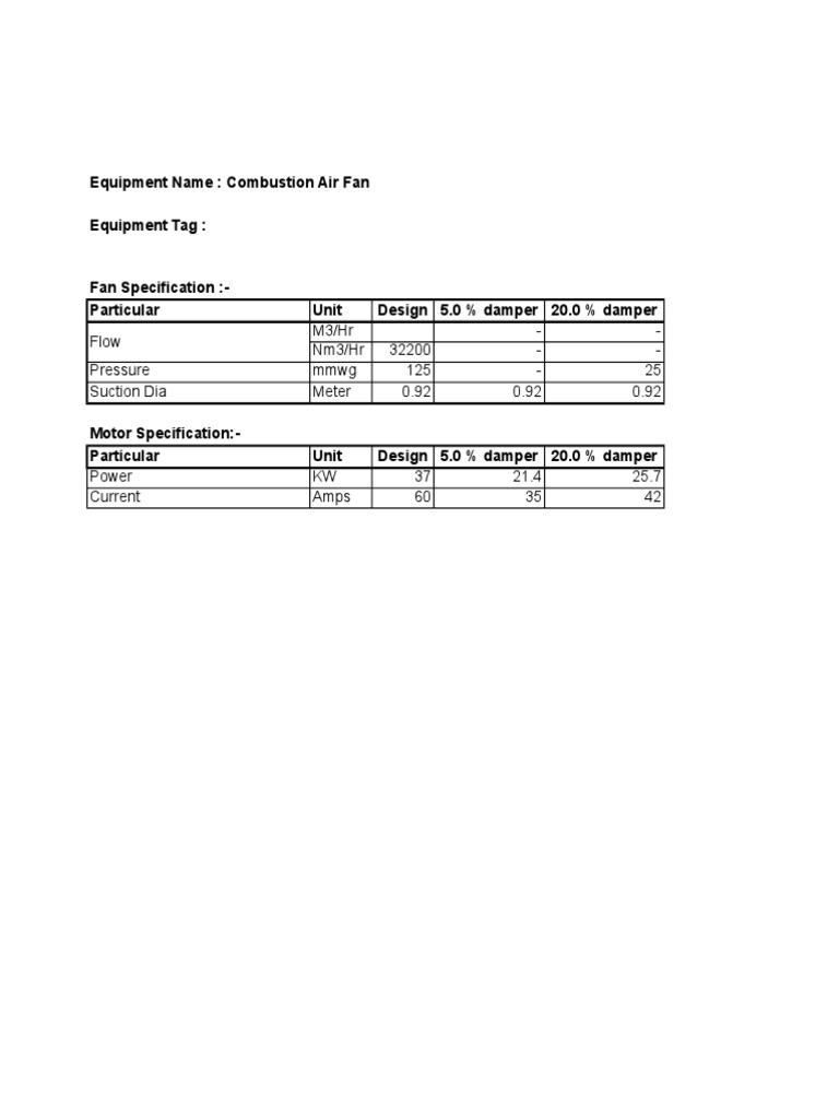 Combustion Air Fan Specifications | PDF | Home & Garden