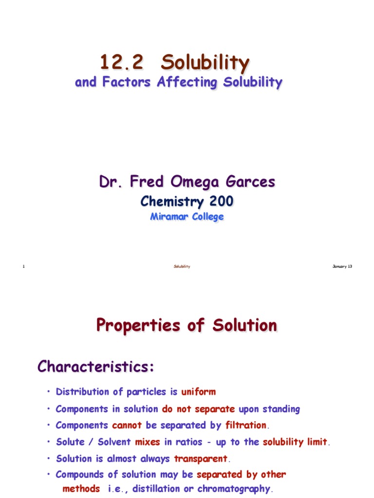 Solubility PDF | PDF | Solvation | Solubility