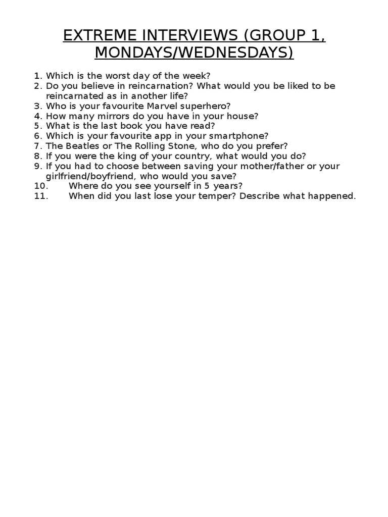 Extreme Interviews 1 | PDF | Language Arts & Discipline