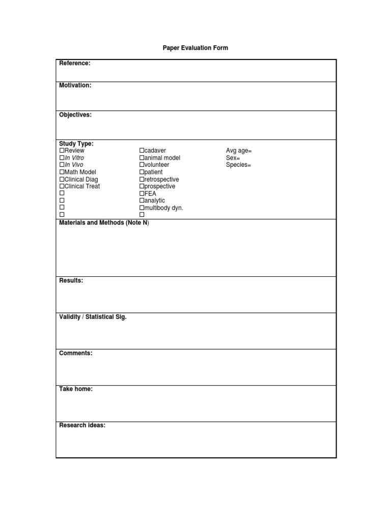 Paper Evaluation Form | PDF