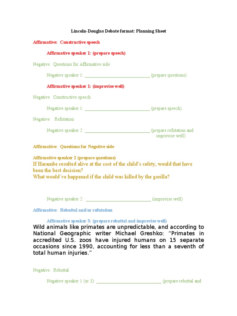 Debate Planning Sheet Student Copy 1 | PDF