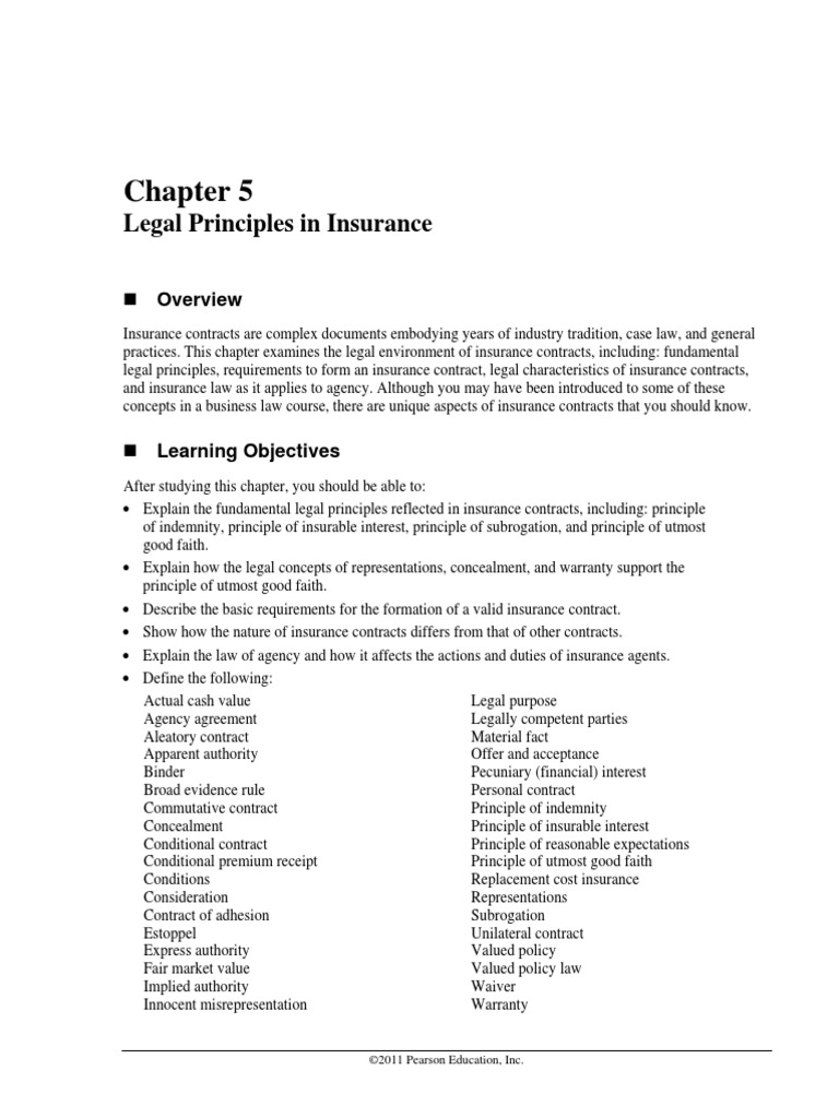 Legal Principles in Insurance: Overview | PDF | Law Of Agency | Insurance