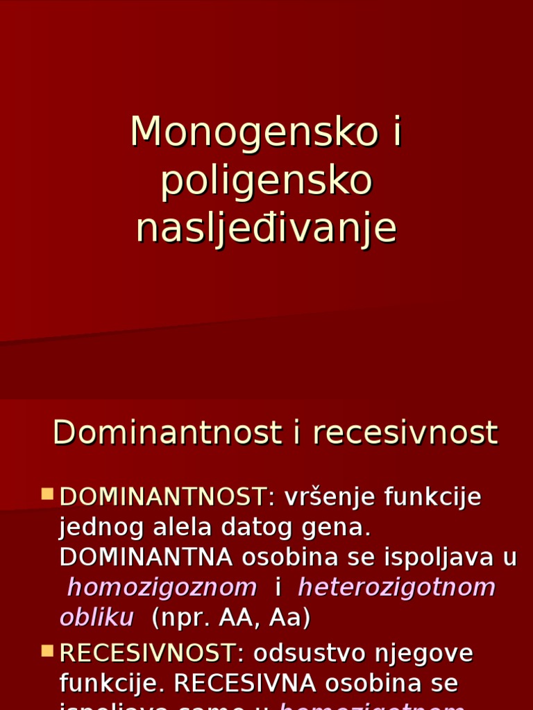 Monogenko i Poligensko Nasljeđivanje
