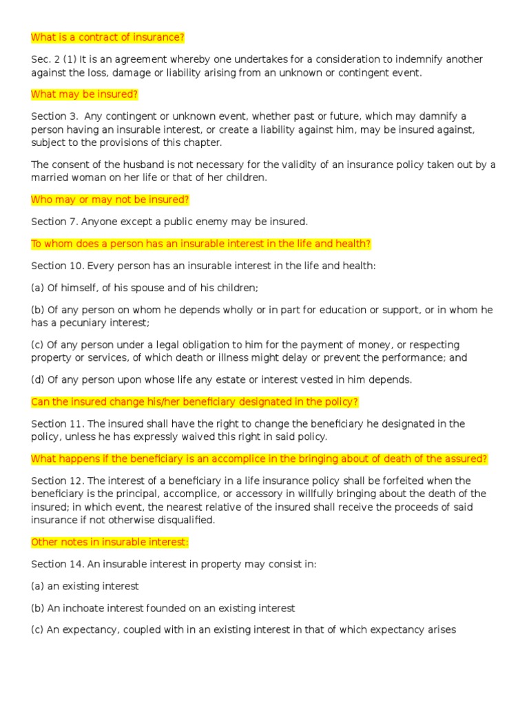 Insurance Notes | PDF | Insurance | Insurance Policy