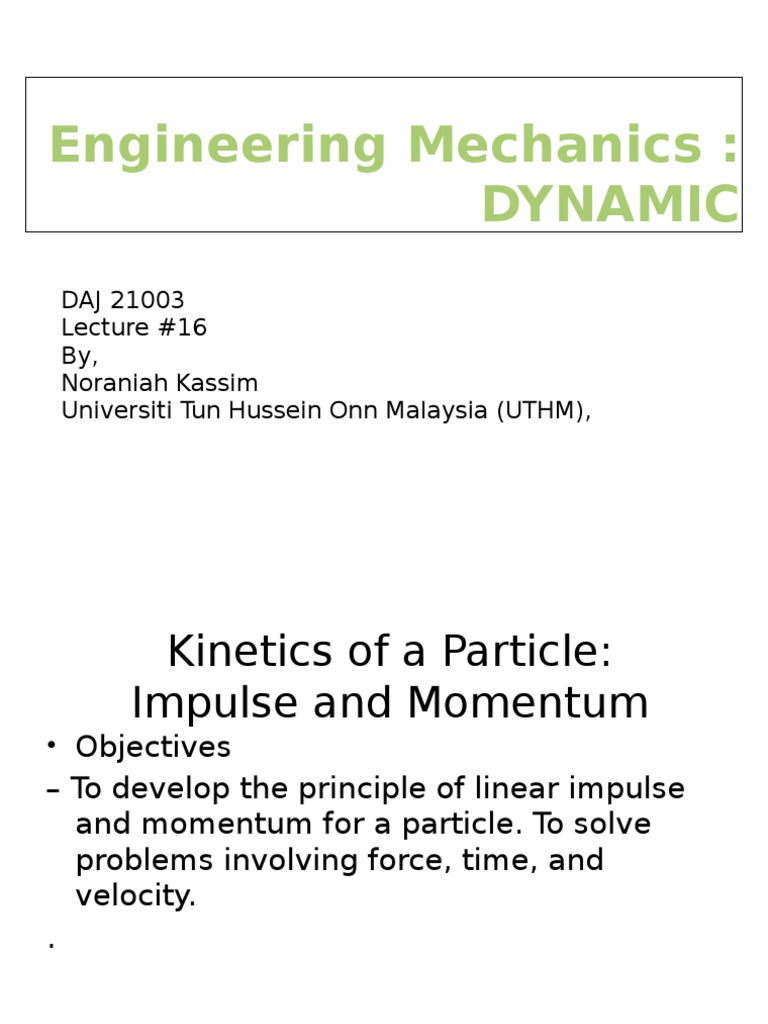 Chapter 6c (Impulse and Momentum) | PDF