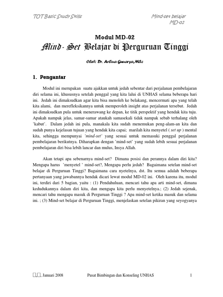 Modul MD02-Mind-set Belajar PDF | PDF