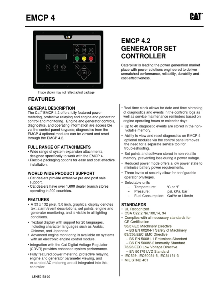 Emcp 4: EMCP 4.2 Generator Set Controller | PDF | Electric Generator | Electricity