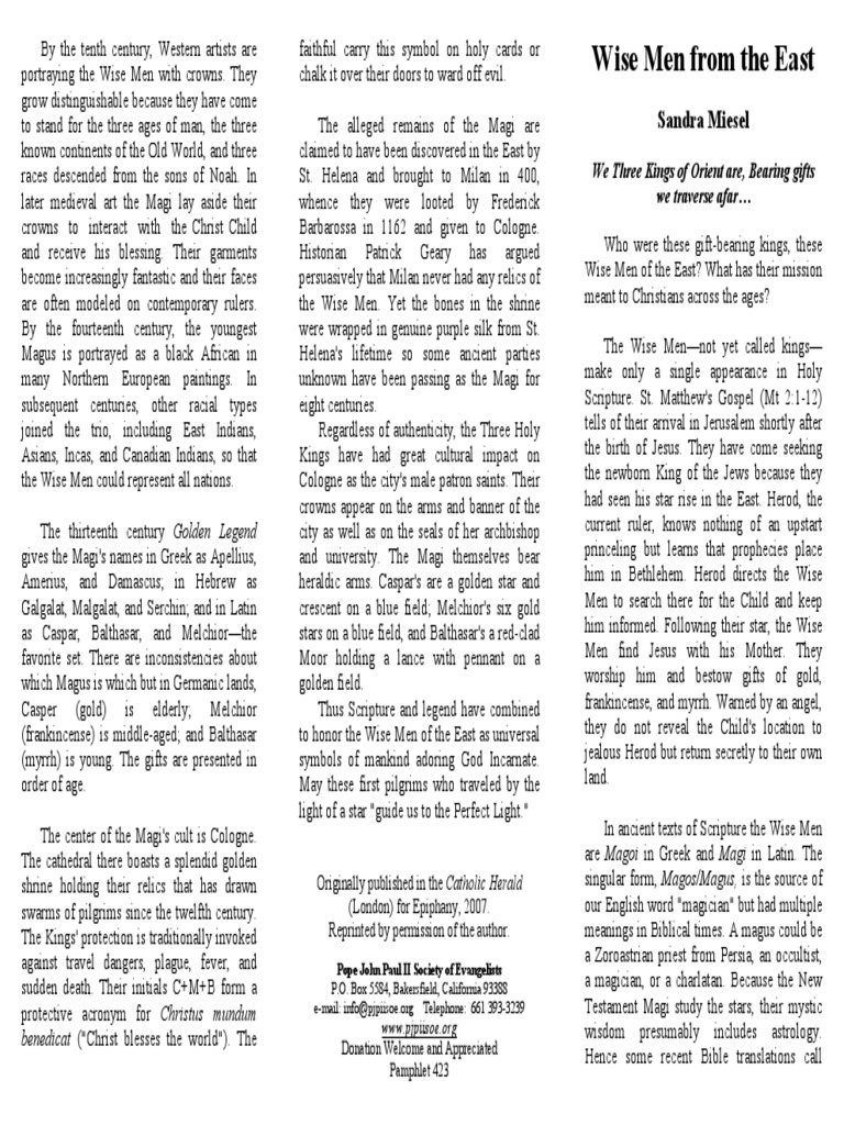 Wise Men From The East: Sandra Miesel | PDF | Magi | Biblical Magi