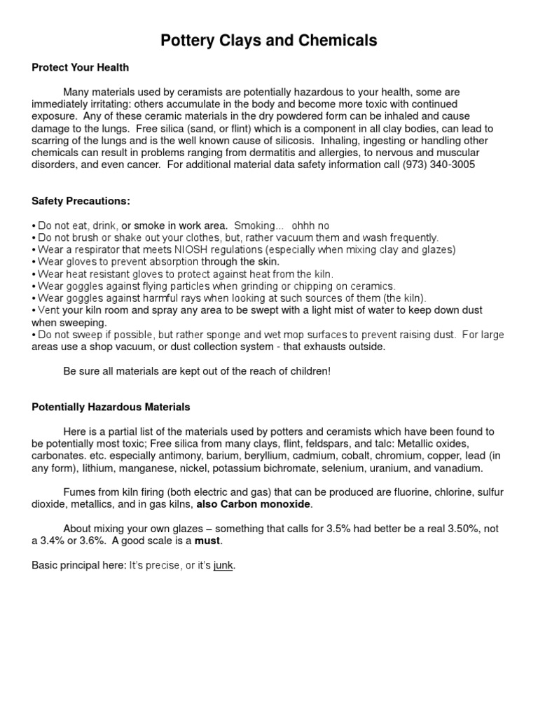 Pottery Chemicals and Health Risks | PDF | Silicon Dioxide | Pottery