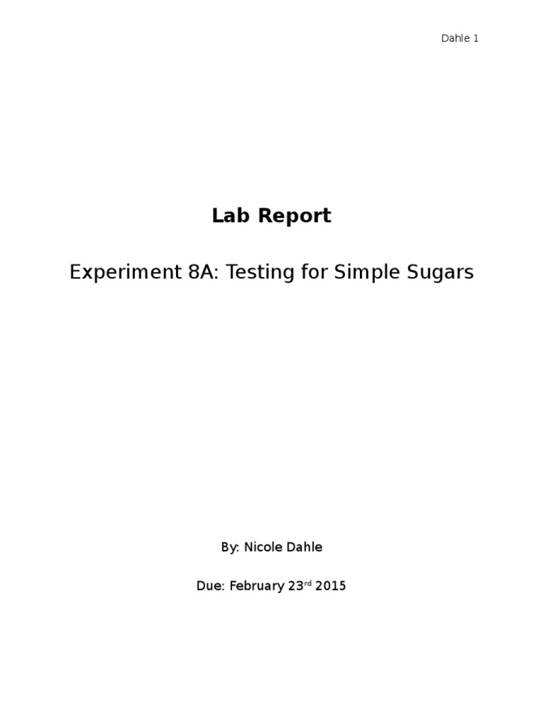 Experiment 8A: Testing For Simple Sugars: Lab Report | PDF ...
