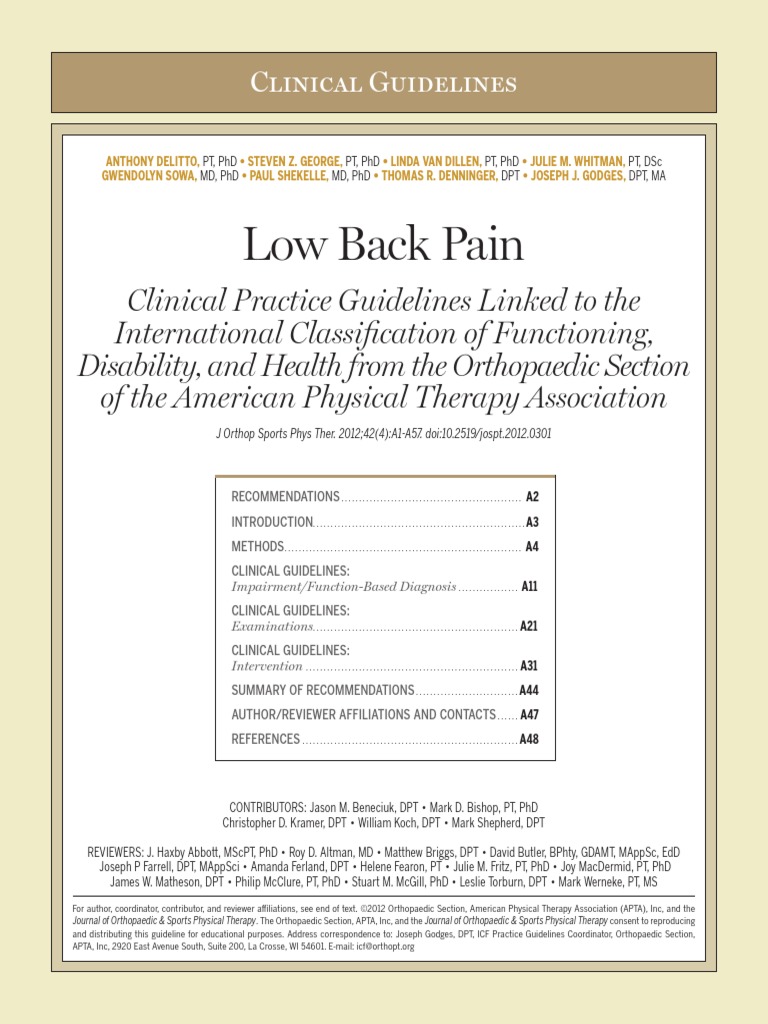 Jospt LBP | PDF | Back Pain | Low Back Pain