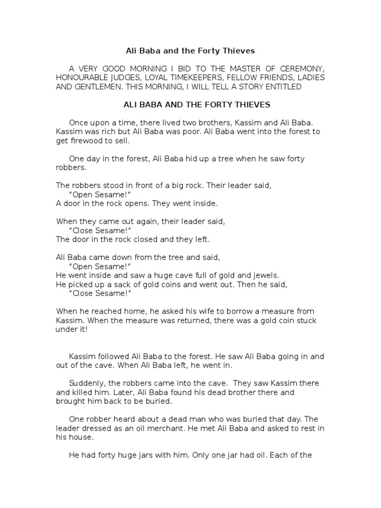 Ali Baba and The Forty Thieves | PDF | Violence