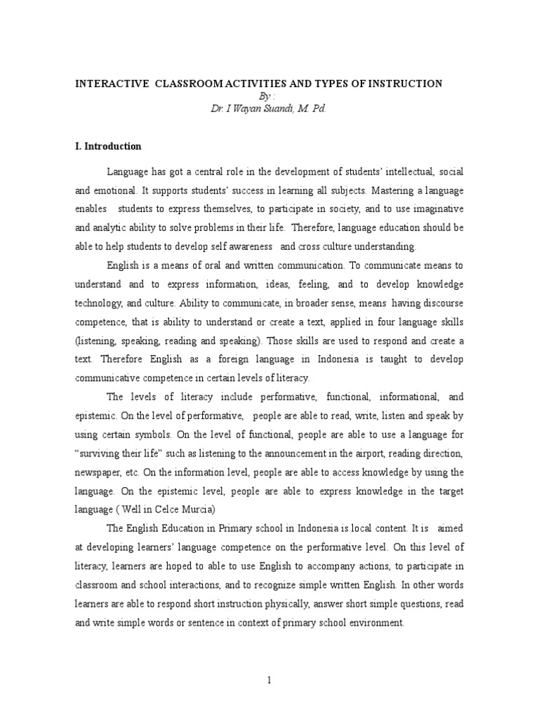 Interactive and Types of Instruction | PDF | Teachers | Reading ...