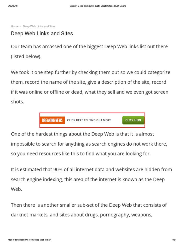 Biggest Deep Web Links List - Most Detailed List Online | PDF | Tor ...