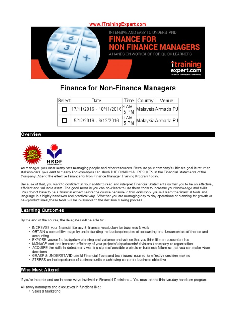 Finance Training for Non-Managers | PDF | Accounting | Budget