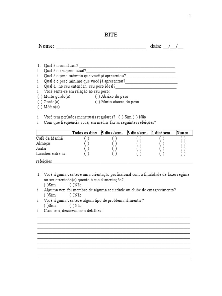 BULIMIC INVESTIGATORY TEST | PDF | Bulimia nervosa | Especialidades médicas