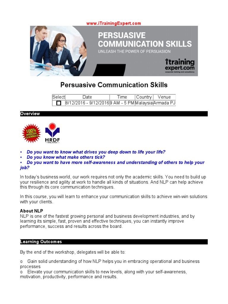 Persuasive Communication Skills | PDF | Neuro Linguistic Programming ...