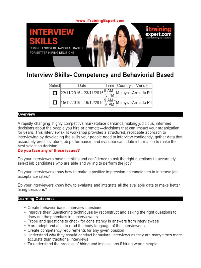 Interview Skills Competency and Behaviorial Based | PDF | Competence ...