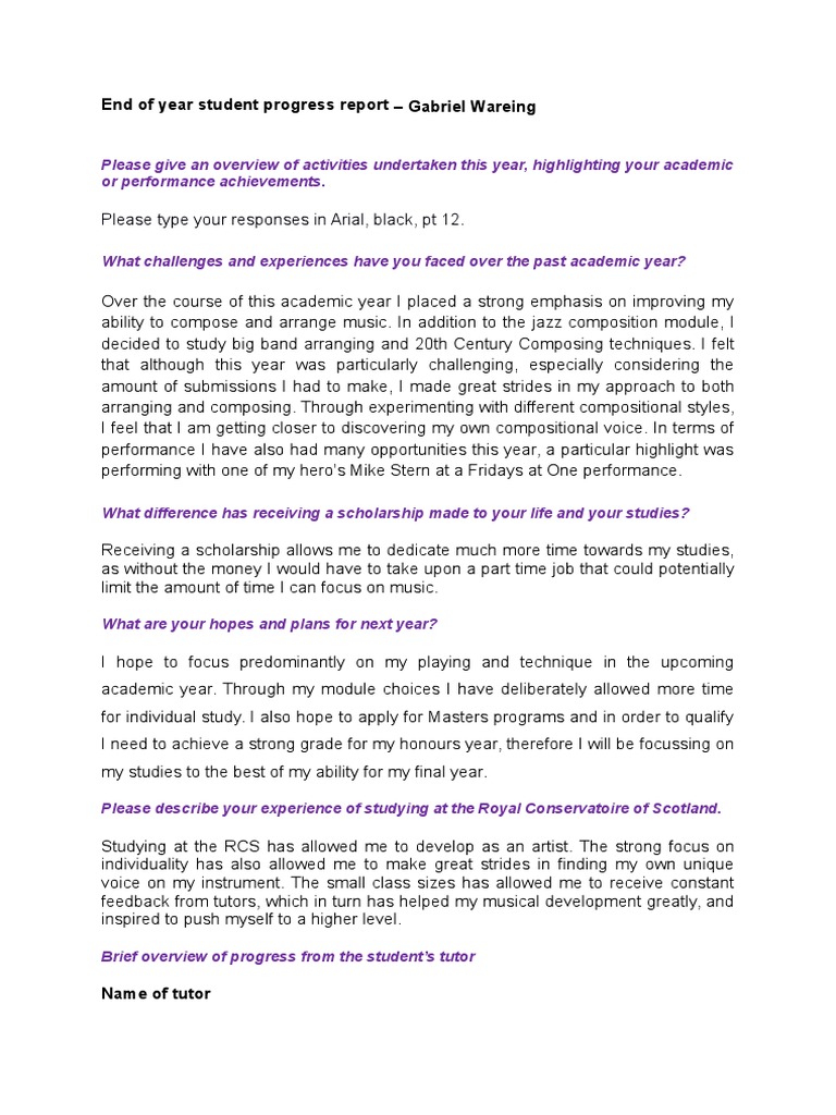 End of Year Report Template | PDF