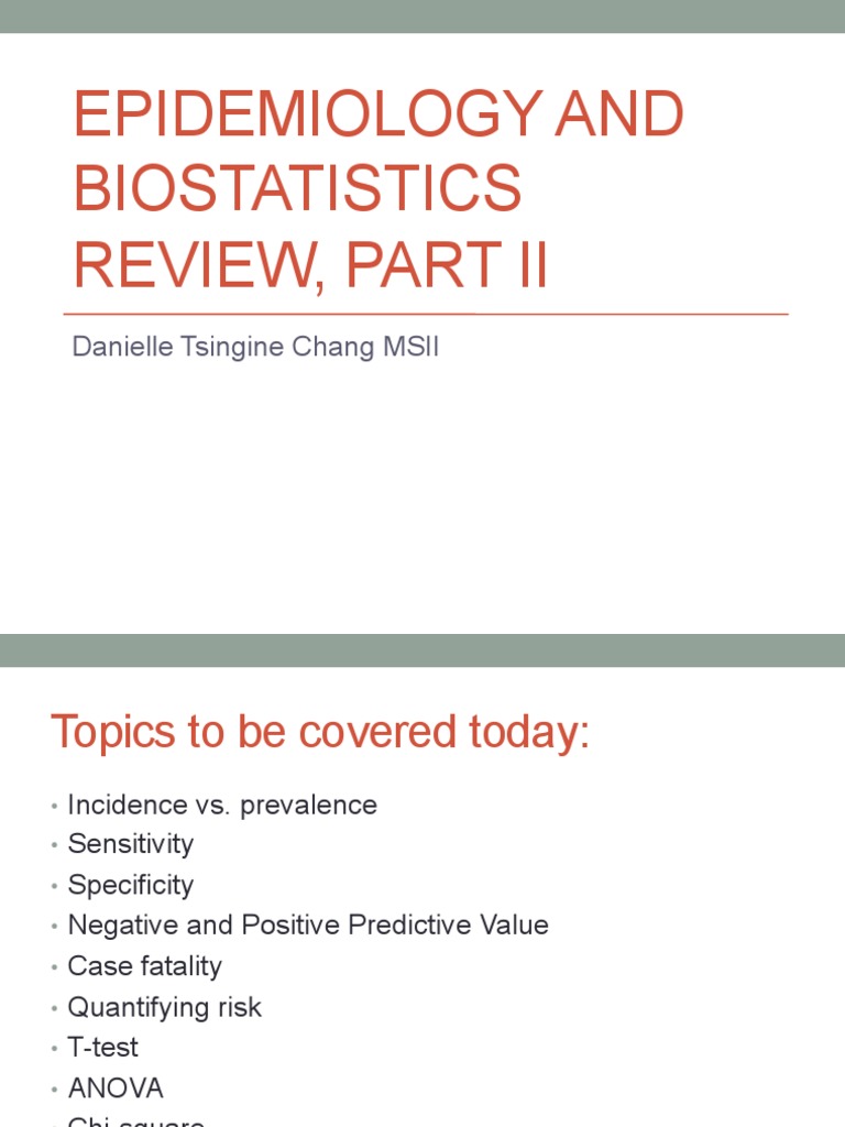 Epidemiology & Biostatistics Review | PDF | Sensitivity And Specificity ...