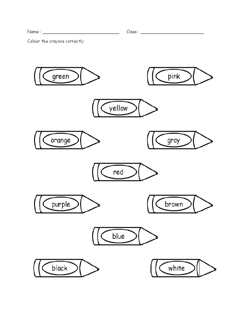 Name: - Class: - Colour The Crayons Correctly | PDF