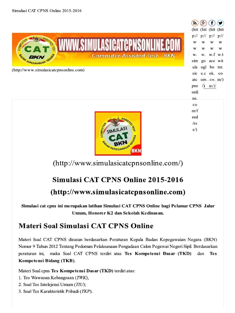 Simulasi CAT CPNS Online | PDF