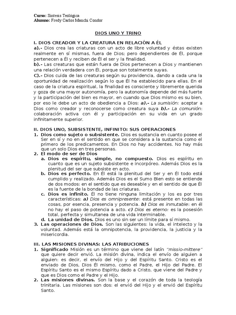 Tema Dios Uno Y Trino Pdf Espíritu Santo Trinidad