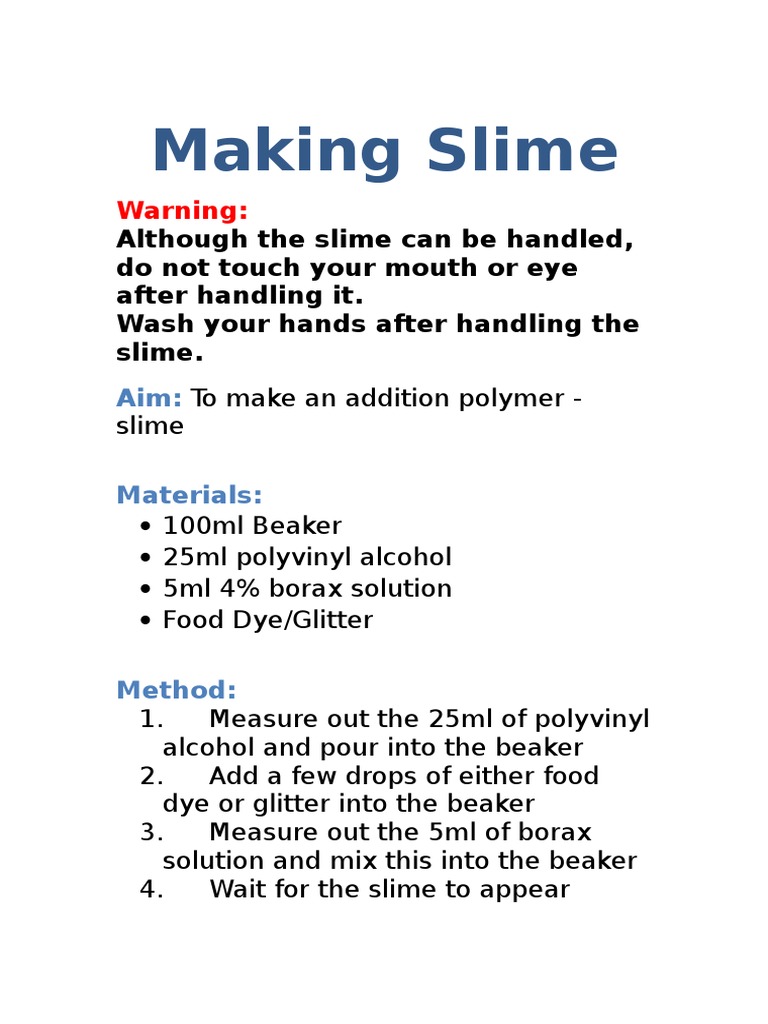 Making Slime | PDF
