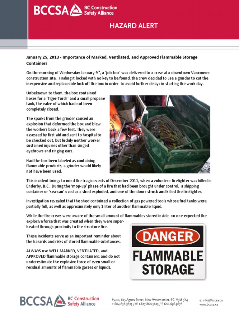Hazard Alert Flammable Storage 25 Jan 2013 | PDF