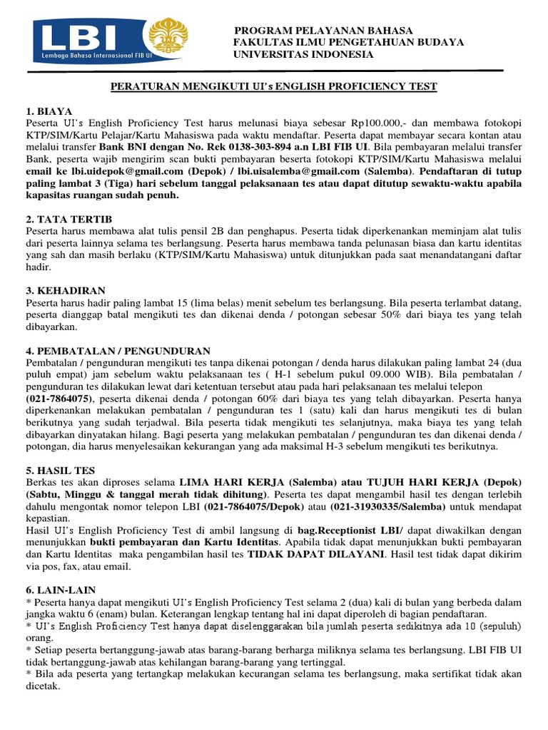 Peraturan UI's EPT | PDF