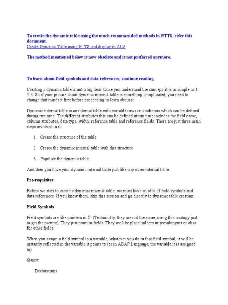 To Create The Dynamic Table Using The Much Recommended Methods in RTTS | PDF | Class (Computer ...