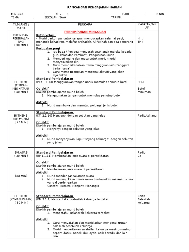 Rph-Minggu 6 Sekolah Saya | PDF