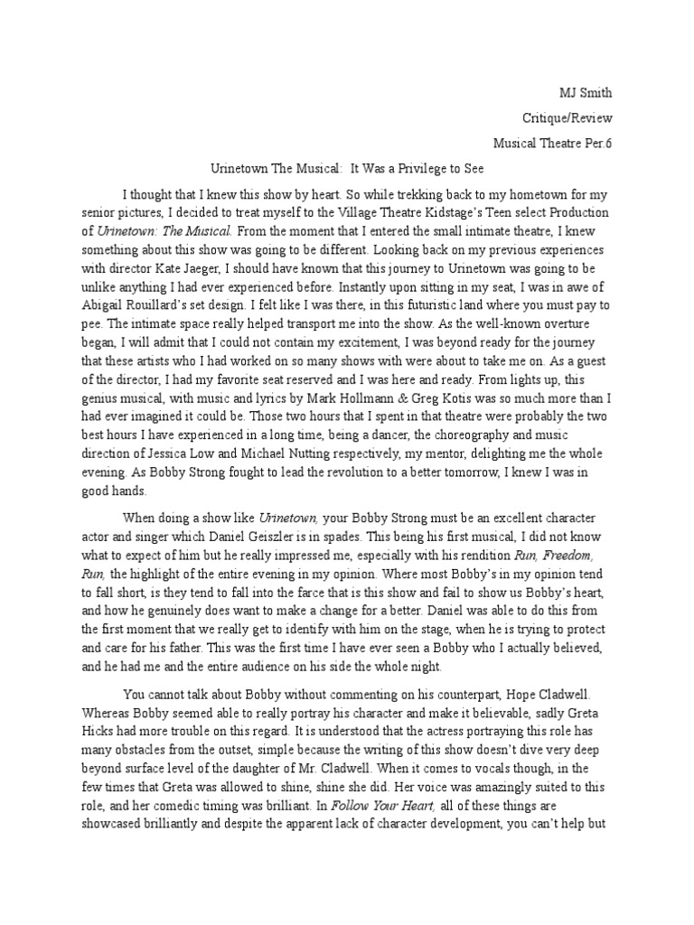 MJ Theatre Critique | PDF | Leisure