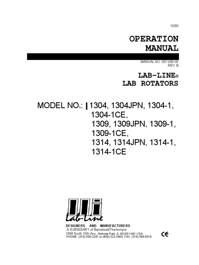 Barnstead 2314 Lab Rotator PDF | PDF | Belt (Mechanical) | Ac Power ...