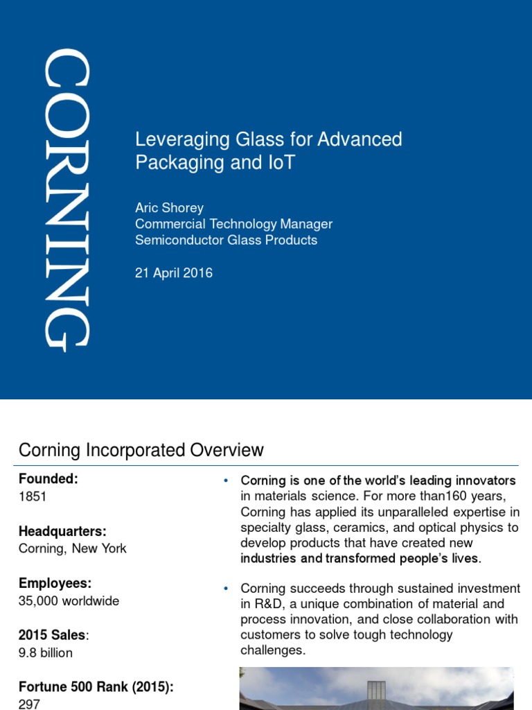 IMAPs - Corning Overview - 4-21-16 FINALpptx | PDF | Integrated Circuit | Glasses