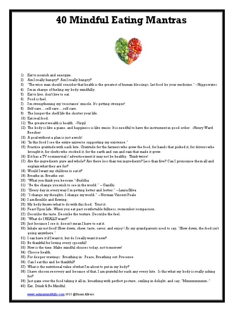 40 Mindful Eating Mantras | PDF | Wellness