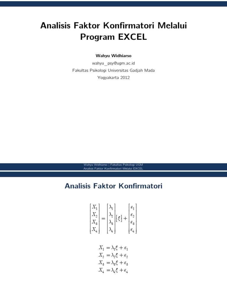 Analisis Faktor Konfirmatori Melalui Program EXCEL PDF | PDF | Sains ... Analisis Faktor Konfirmatori Melalui Program EXCEL PDF | PDF | Sains ...