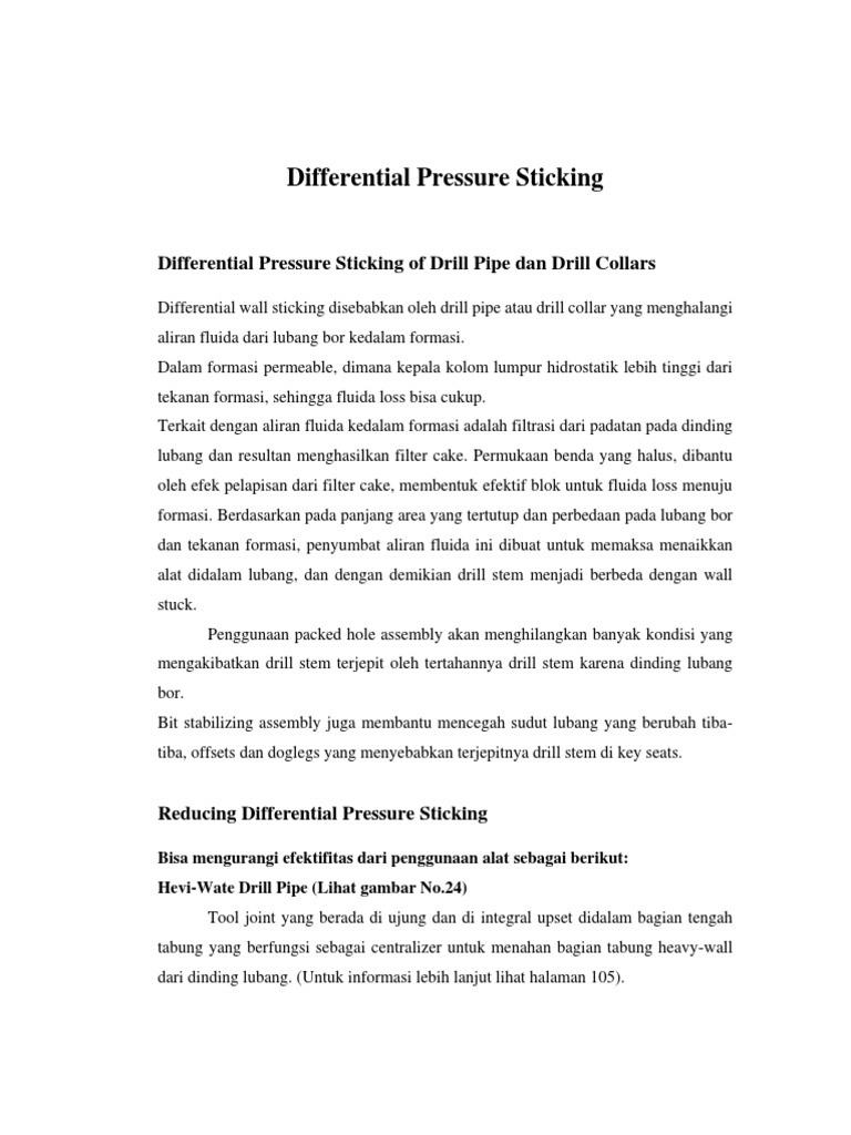Differential Pressure Sticking | PDF