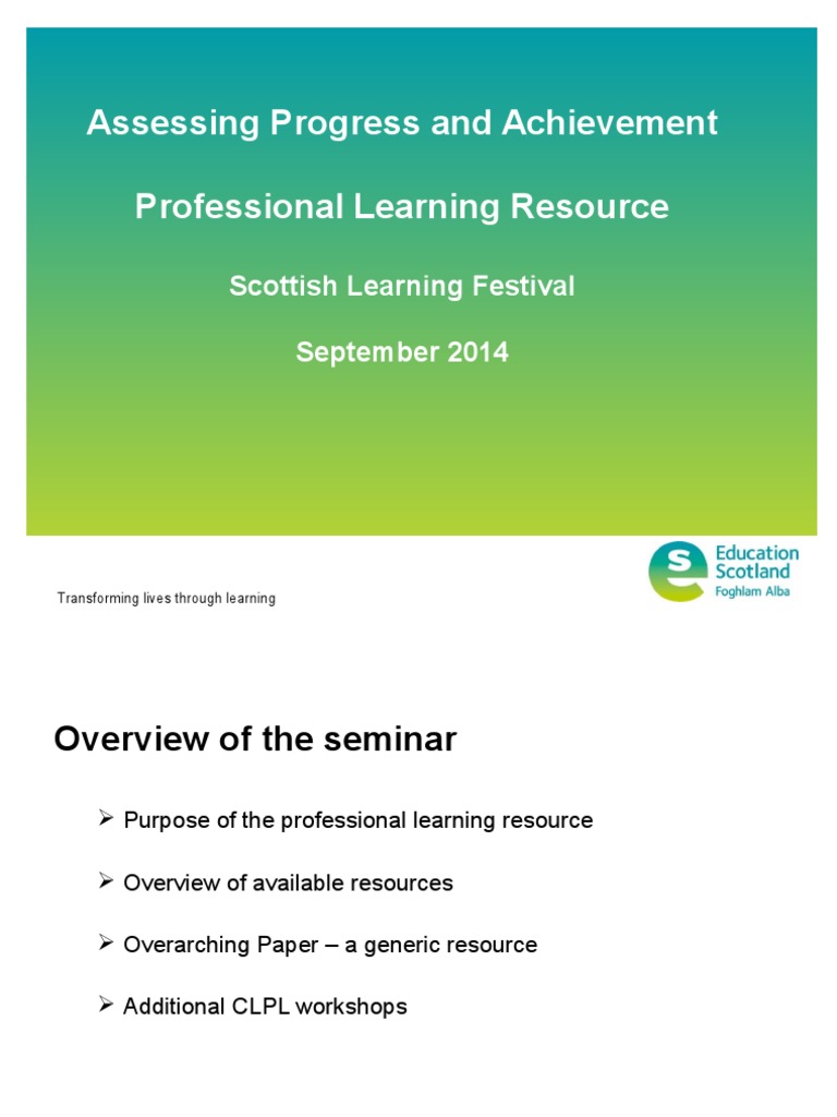 Assessing Progress and Achievement Professional Learning Resource | PDF ...