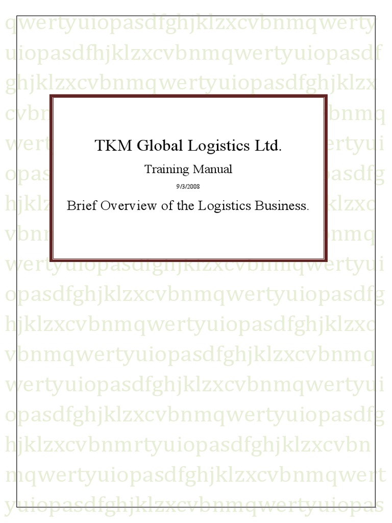 TKM Training Manual | PDF | Cargo | Containerization