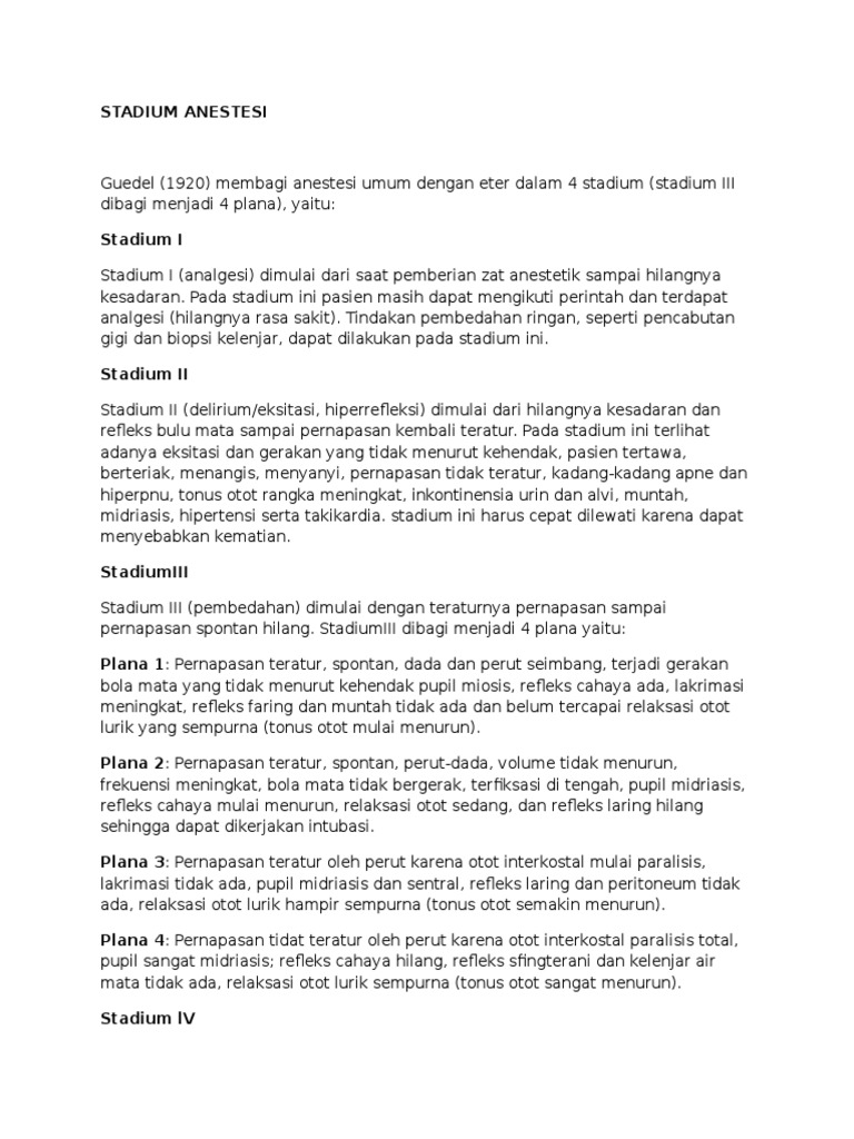 Stadium Anestesi | PDF
