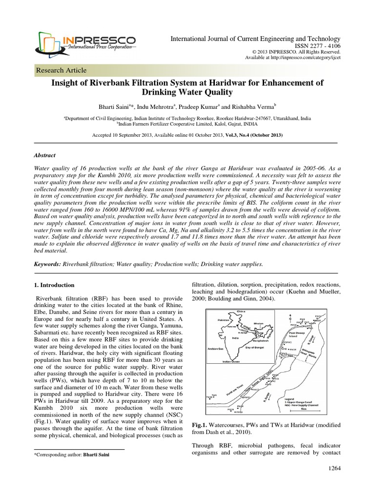 Insight of Riverbank Filtration System at Haridwar For Enhancement of ...