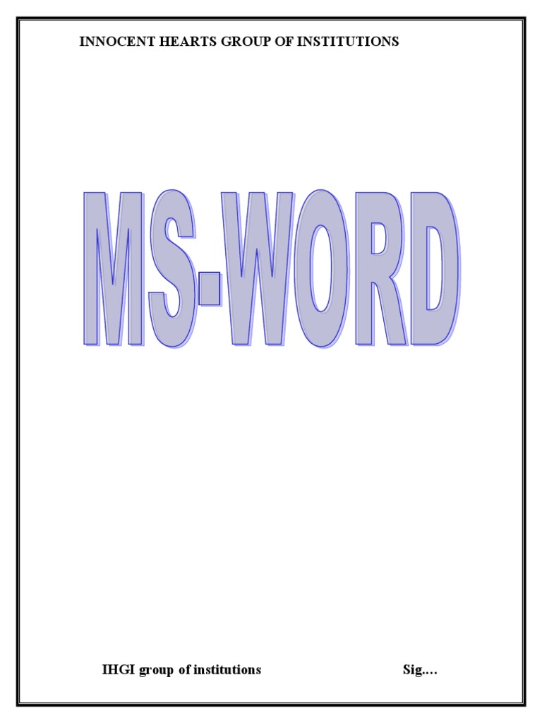 MS Word Guide by Innocent Hearts | PDF | Word Processor | Microsoft Word