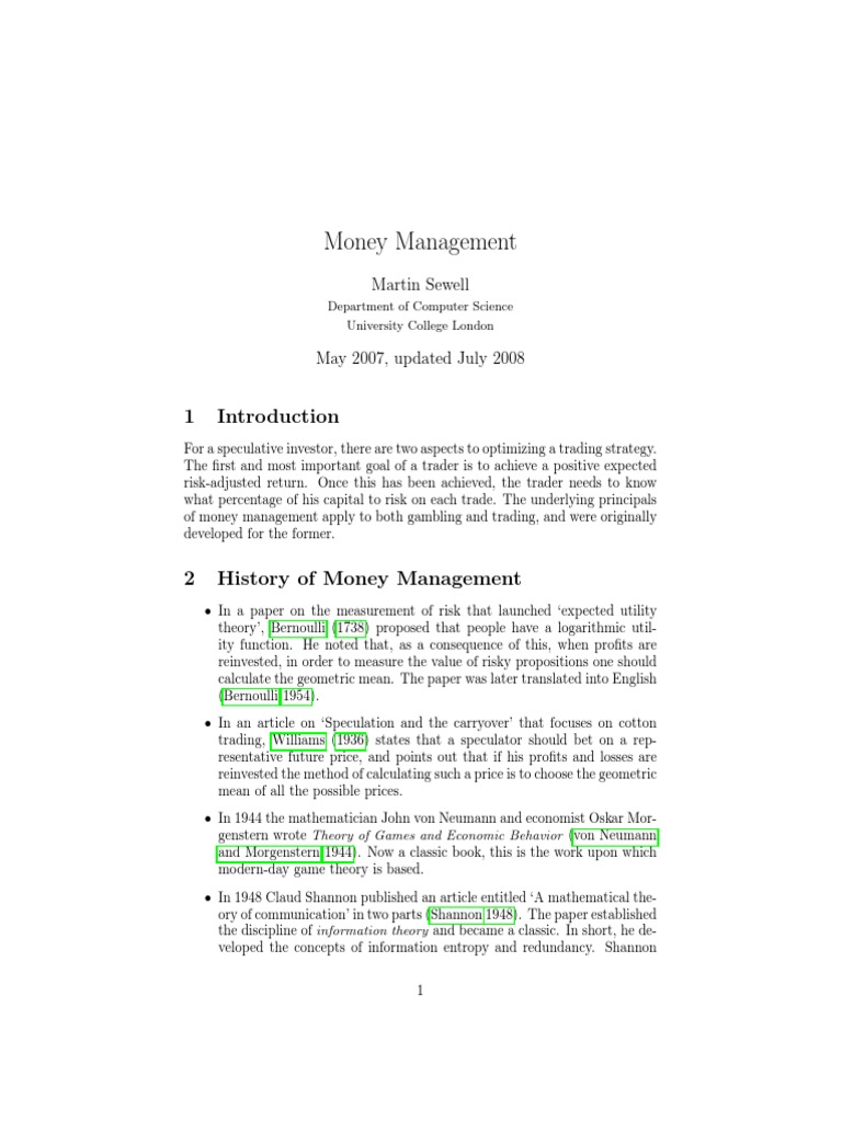 Money Management | PDF | Mathematical Optimization | Utility