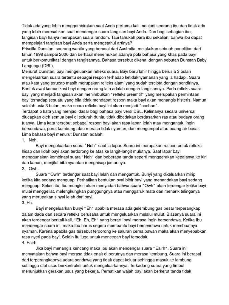 Panduan Dunstan Baby Language | PDF | Pengembangan Diri