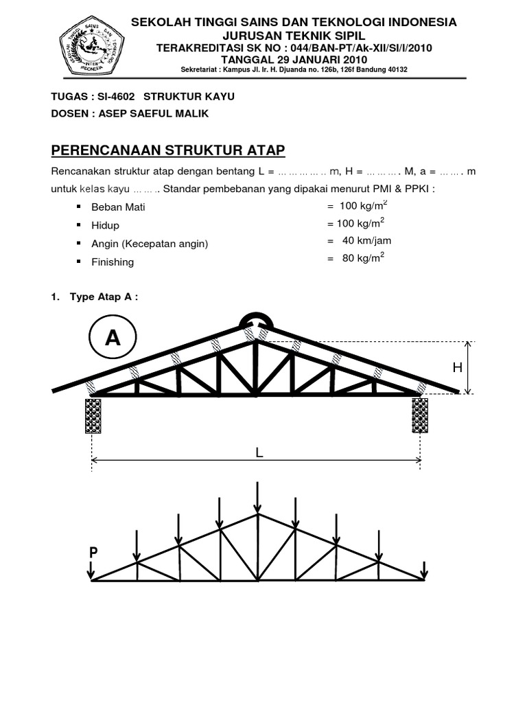 Perencanaan Struktur Atap Kayu | PDF