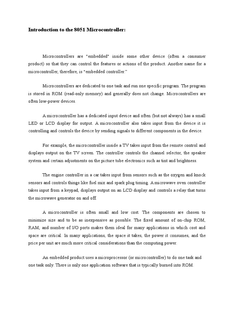 Introduction To The 8051 Microcontroller | PDF | Microcontroller ...