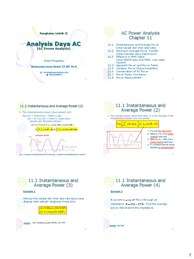 Ch11 - AC Power Analysis | PDF | Ac Power | Electronics