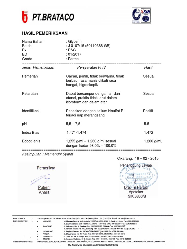 J0107-15 Gliserin PH | PDF