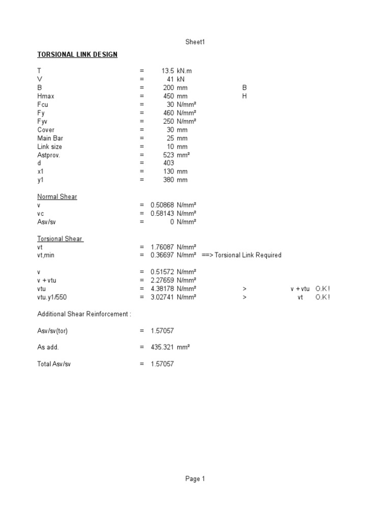 Torsional Link Design Calculations | PDF | Technology & Engineering